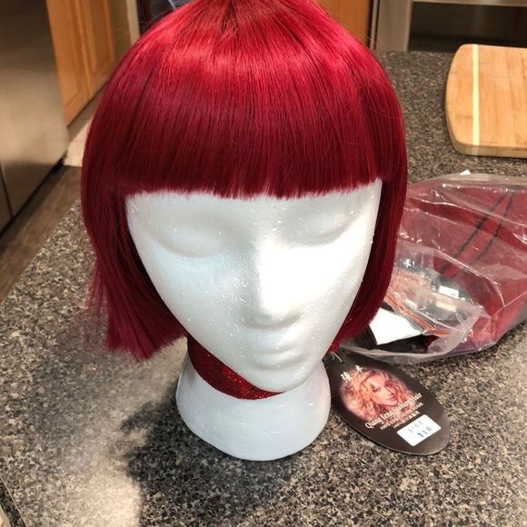 Qiang Feng | Accessories | Nwt Wig Red Little Red Riding Hood Bang Red ...